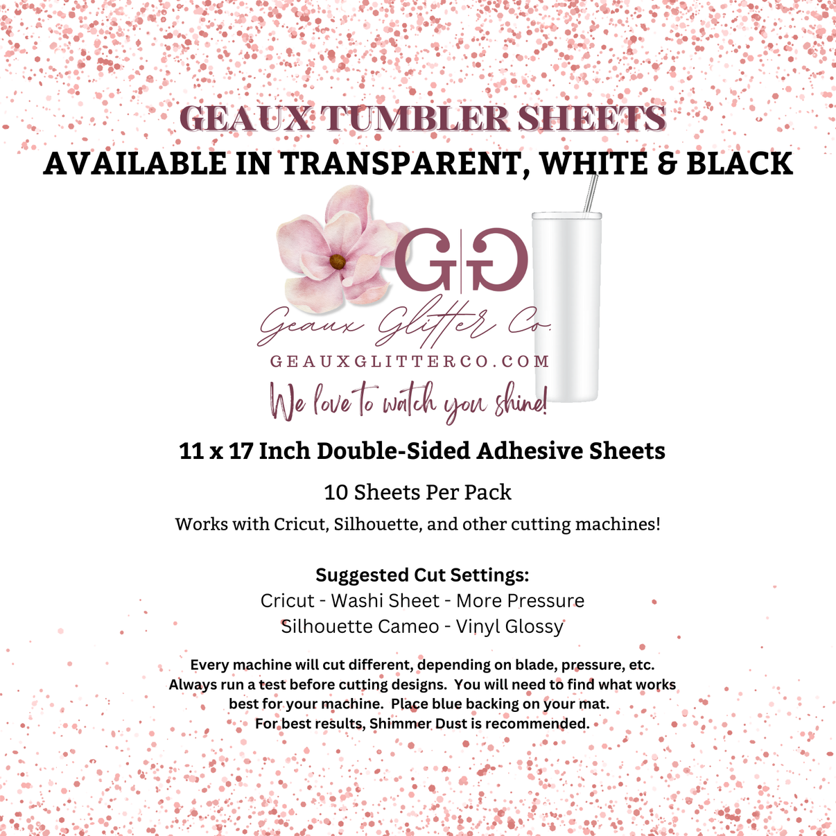 Geaux Tumbler Sheets white – Geaux Glitter Co.